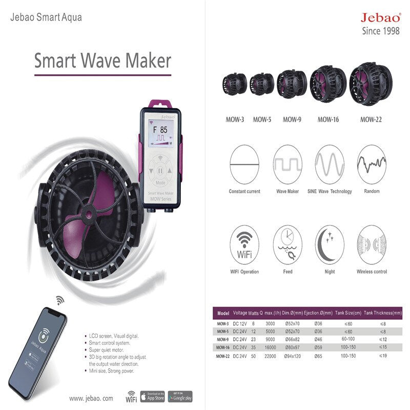 Jebao MOW Series Smart Wavemaker LCD Display WIFI – Green Aquatic